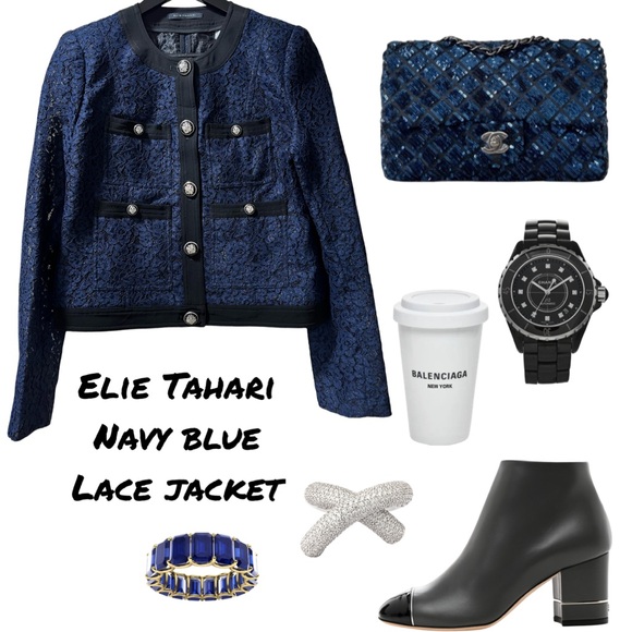 Elie Tahari | Jackets & Coats | Jacket Elie Tahari Blue Lace Jacket ...